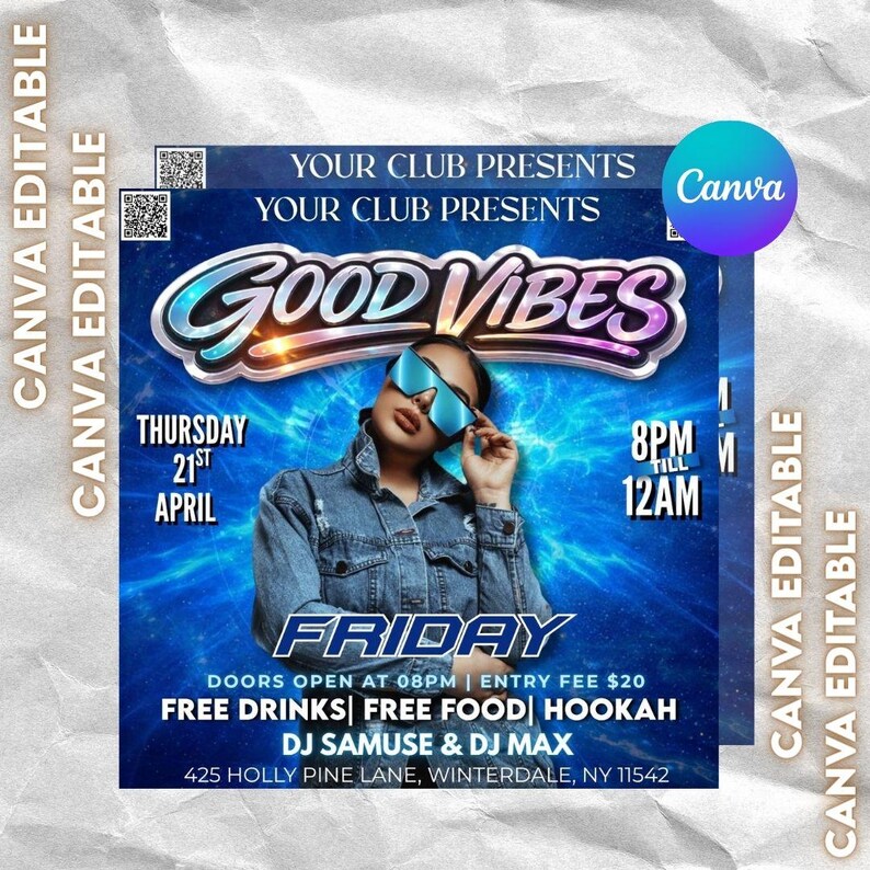 Editable Friday Party Flyer, Night Event Promotion, Canva Template ...