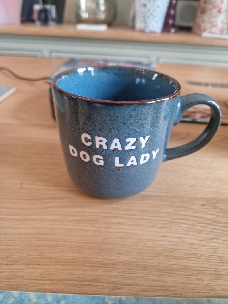 Large Blue "crazy Dog Lady" Mug - Etsy UK