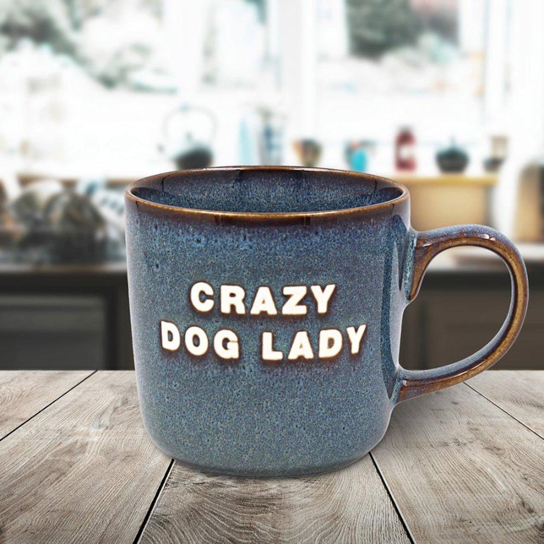 Large Blue "crazy Dog Lady" Mug - Etsy UK