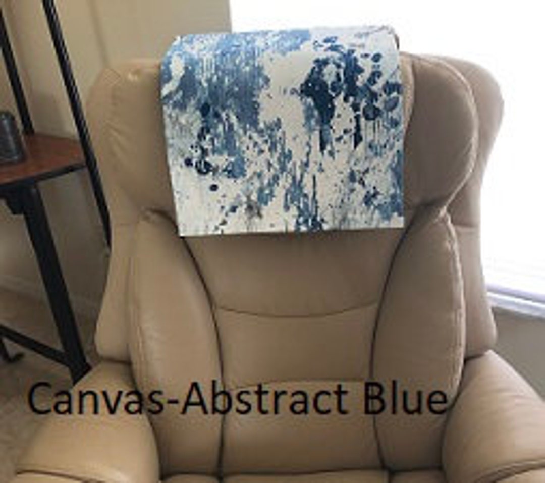 Recliner Chair Head Cover, Furniture Protector, Abstract Blue Canvas ...