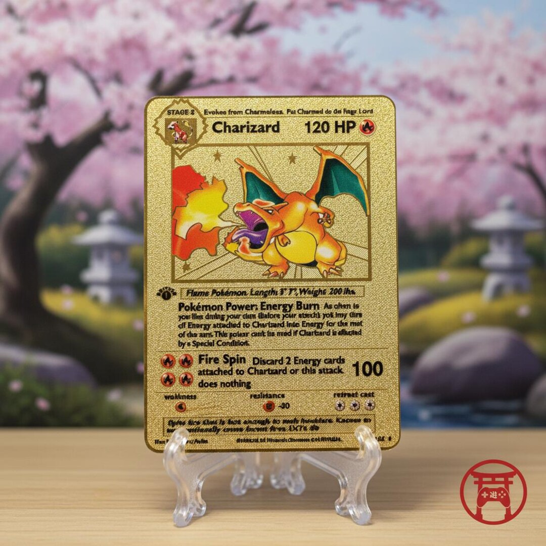 Pokémon Fan Art Proxy Metallic Charizard Gold Metal Card – Premium ...