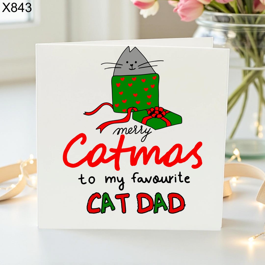 Merry Catmas to My Favourite Cat Dad,cute Christmas Cat Card,perfect ...