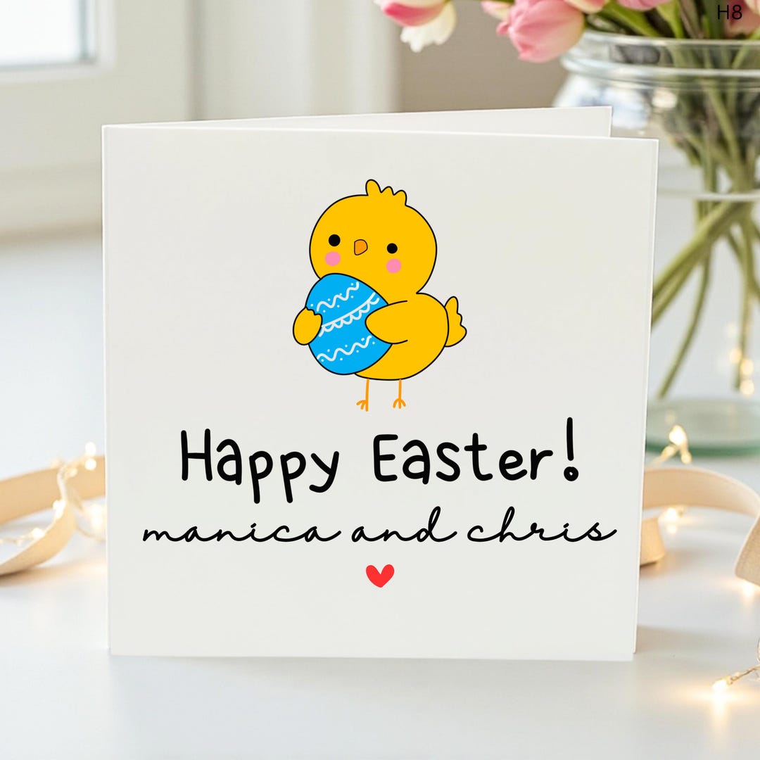 Personalized Happy Easter Card for Couples or Family, Custom Name ...