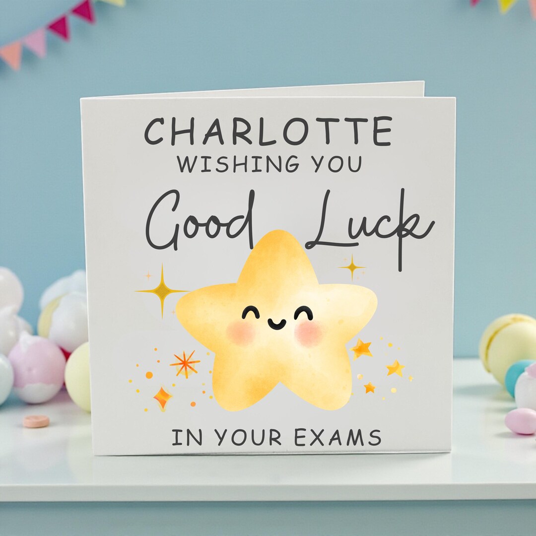Good Luck Card • Star Good Luck Card for Exams • Personalised Exam Gift ...