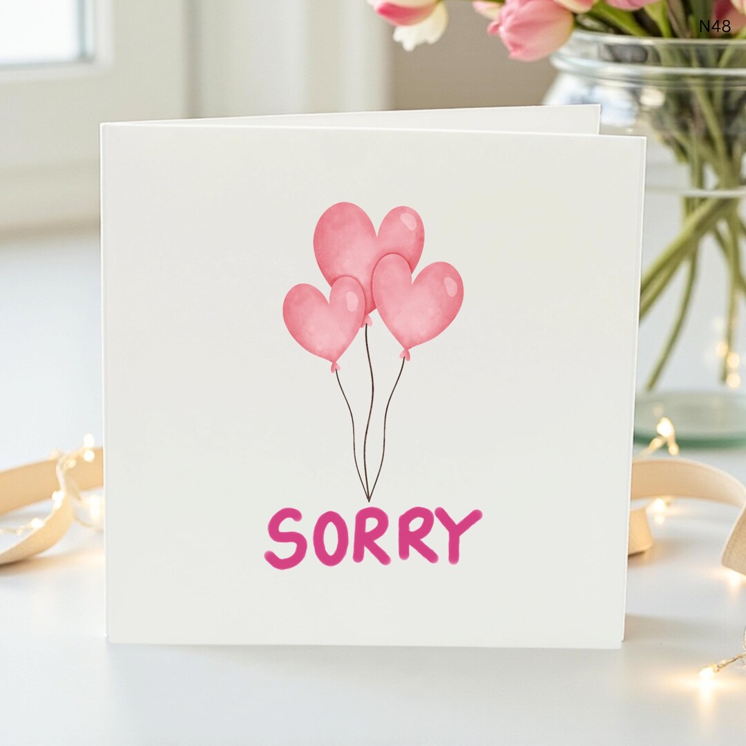 Sorry Card, Heart-shaped Balloons, Apology Greeting Card, Sorry With ...