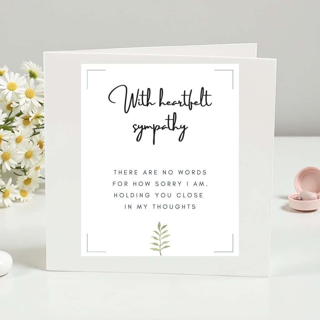 With Heartfelt Sympathy Card, Elegant Condolence Card, Thinking of You ...
