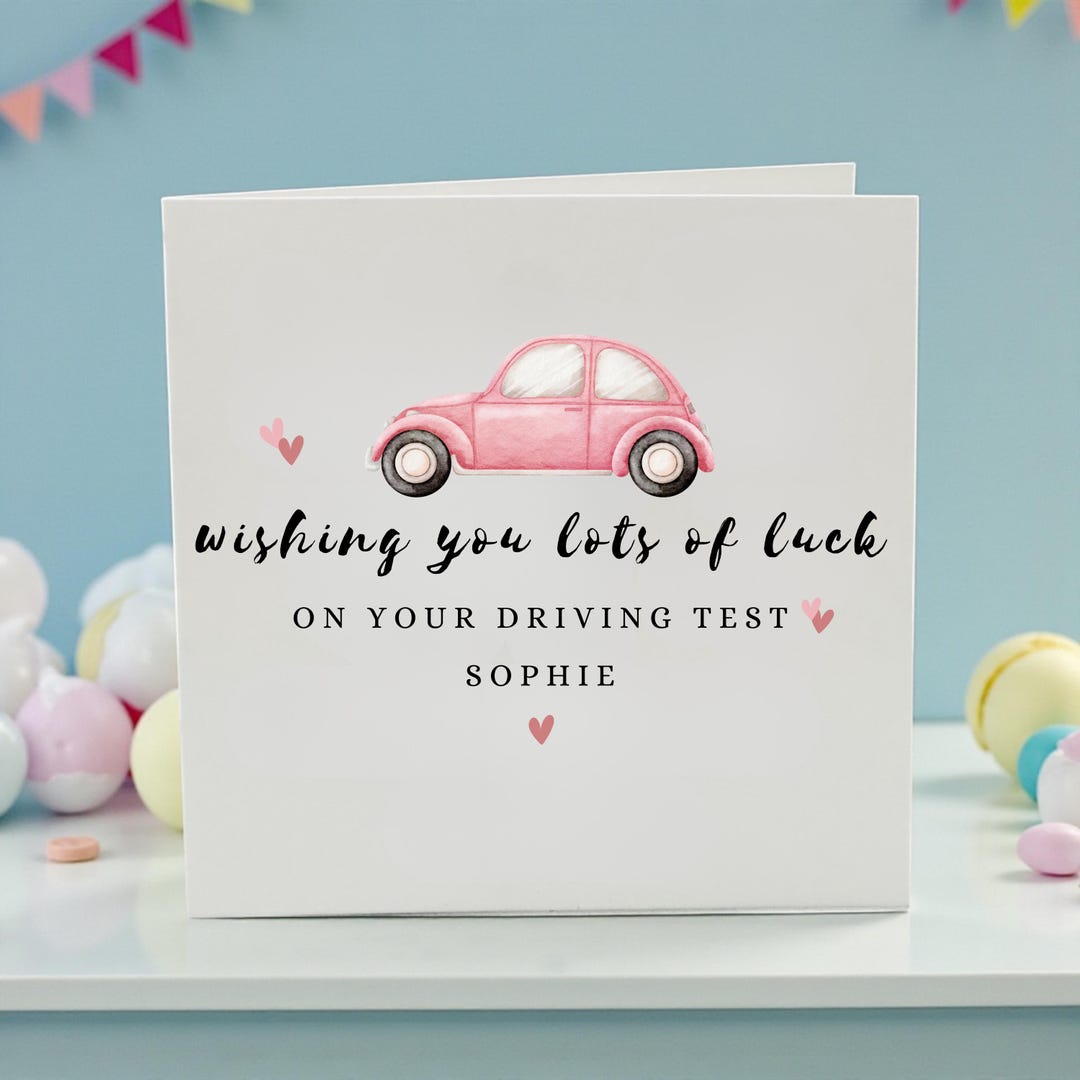 Good Luck Sophie | Driving Test Card | Cute Car Good Luck Card for Test ...