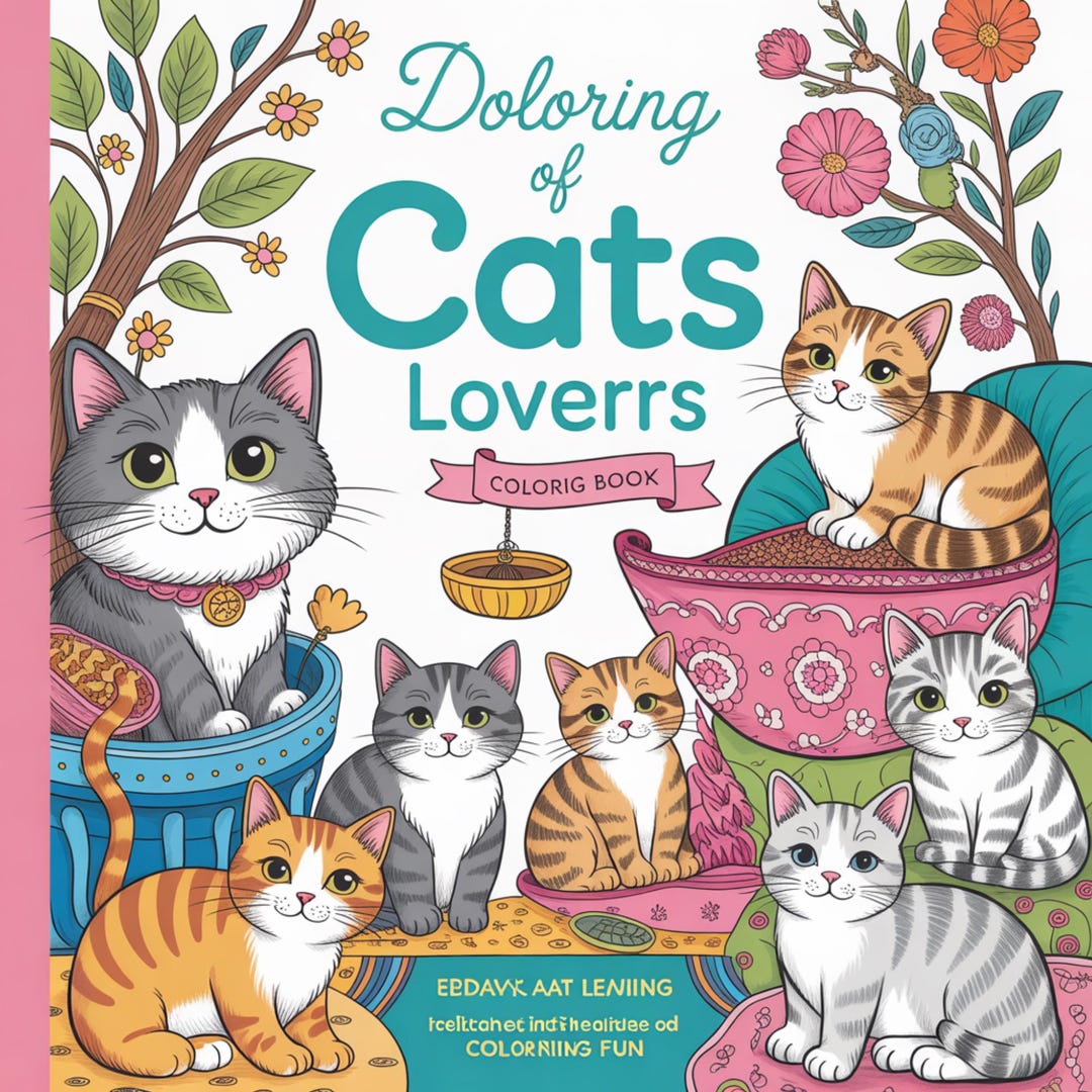 Kozy Cat: A Whimsical Digital Coloring Book for Cat Lovers/ 20 Pages - Etsy