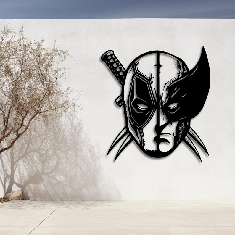 Deadpool Wolverine Hybrid Wall Art SVG, Superhero Mask Laser Cut File ...