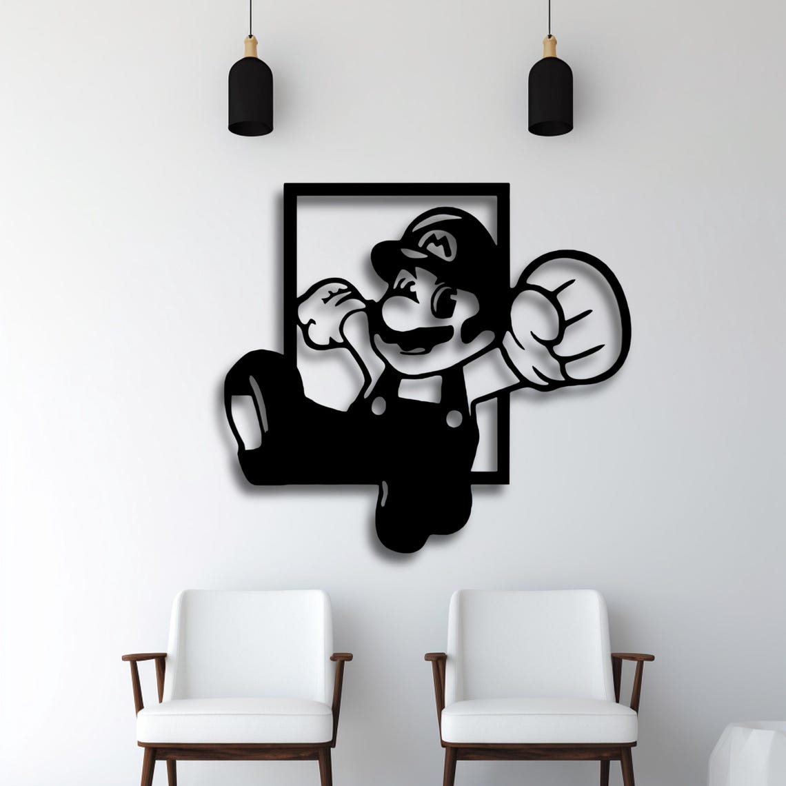 Mario Jumping Wall Art SVG, Retro Game Silhouette Laser Cut File STL ...