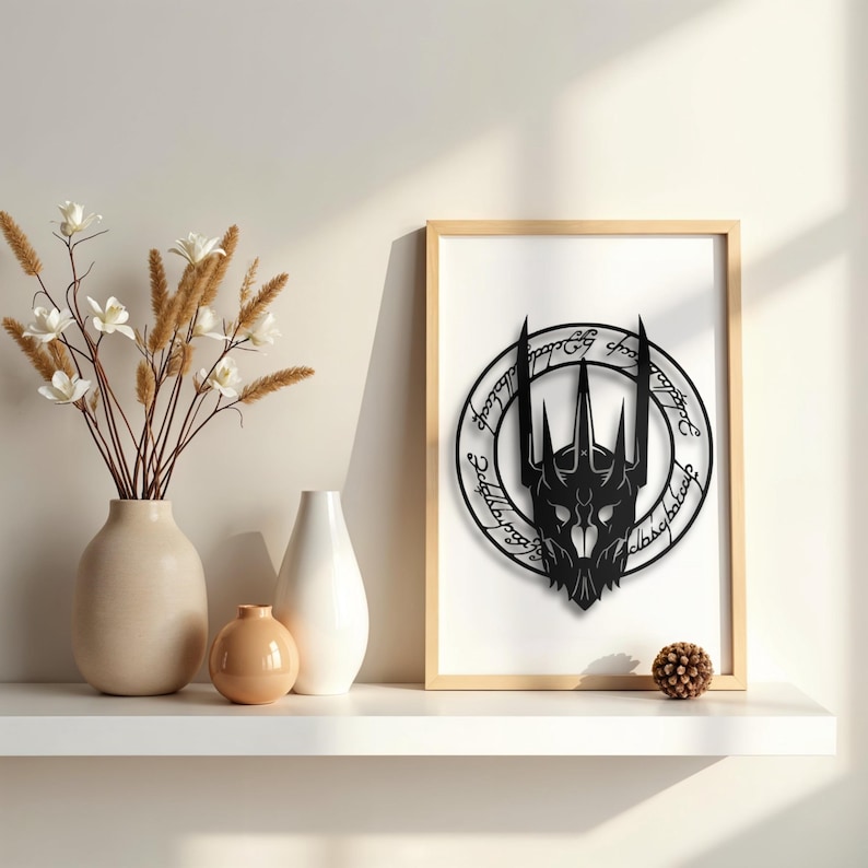 Sauron One Ring Wall Art SVG, Dark Lord Helmet STL File, Lord of the ...
