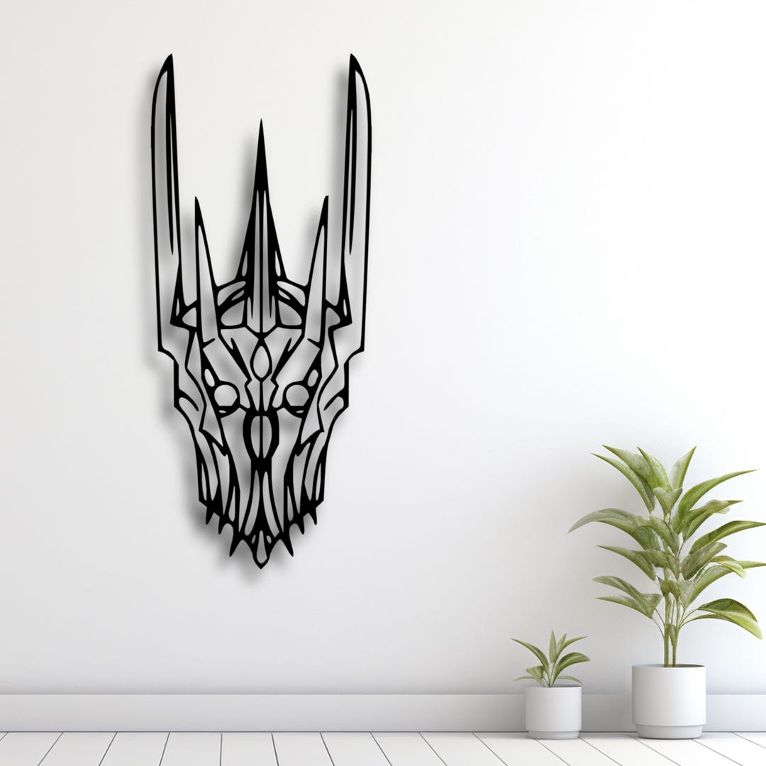 Sauron Helmet Wall Art SVG, Dark Lord Silhouette STL File, Lord of the ...