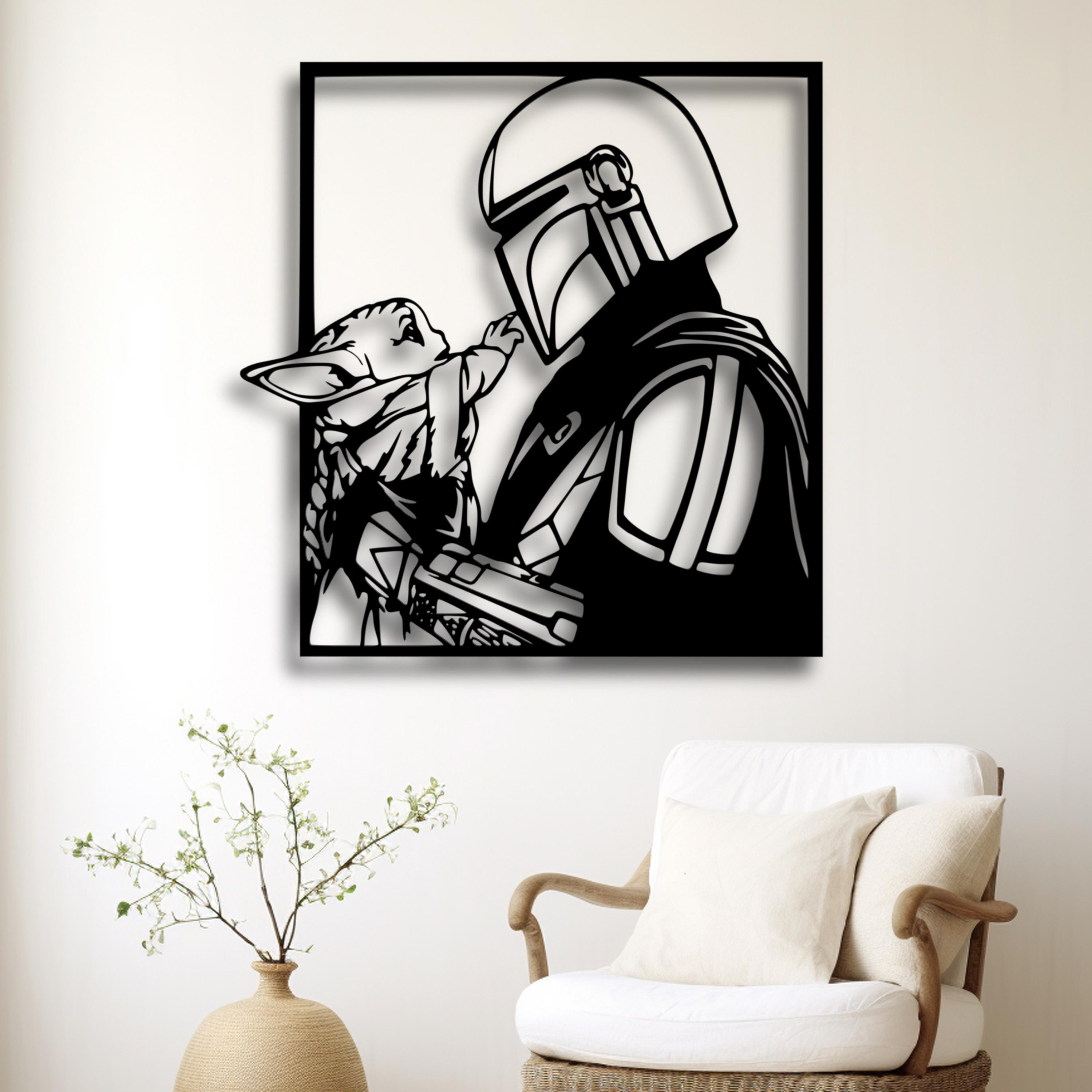 Mandalorian Grogu Wall Art SVG, Sci Fi Silhouette Laser Cut File STL ...