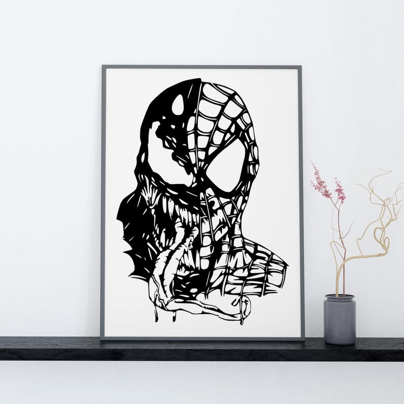 Spider Man Venom Hybrid Wall Art SVG, Marvel Antihero Silhouette STL ...