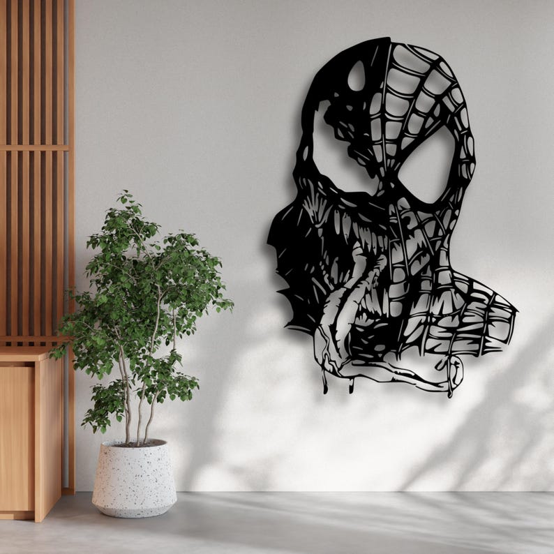 Spider Man Venom Hybrid Wall Art SVG, Marvel Antihero Silhouette STL ...