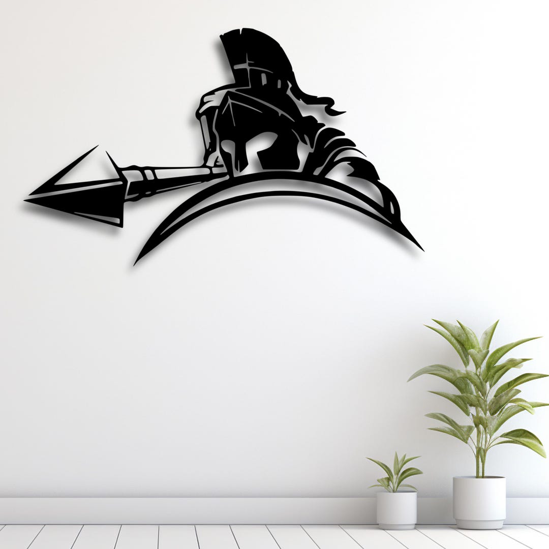 Spartan Warrior Wall Art SVG, Leonidas Spear Silhouette STL File ...