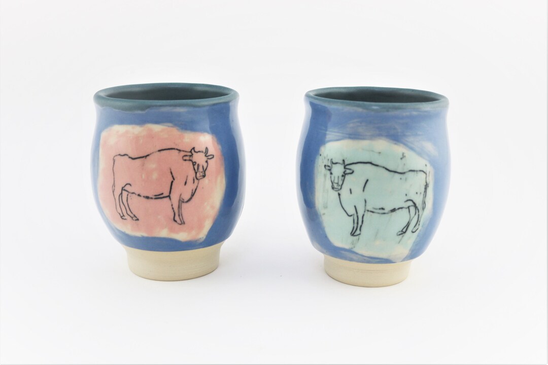 Hand Painted Pottery Cups. Stoneware Ceramic Drinking Cups - Etsy