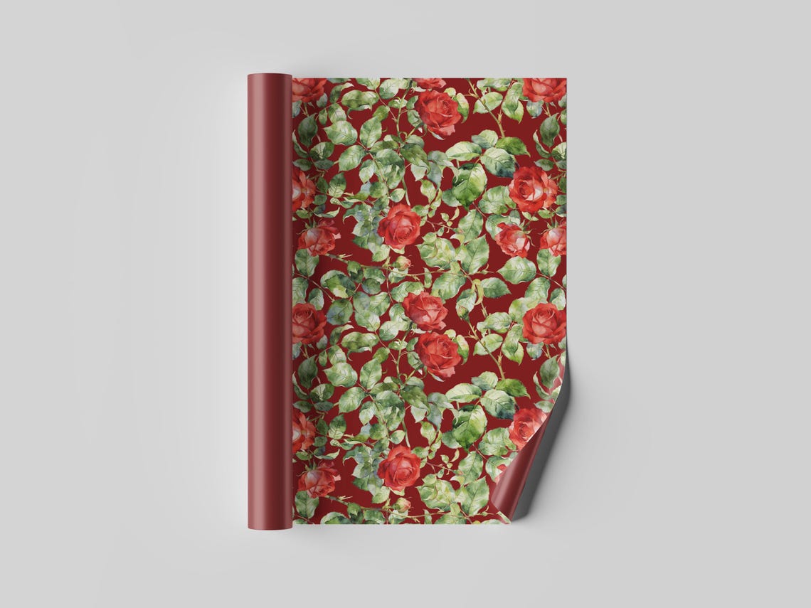 Vintage Style Red Rose Seamless Pattern, Botanical Flower Pattern ...