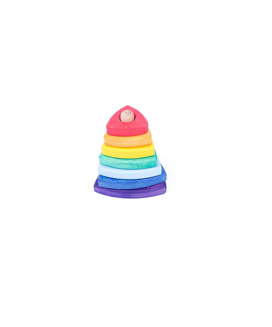 Rainbow Wooden Triangle Stacker – 7 Pcs – Montessori Stacking Toy ...