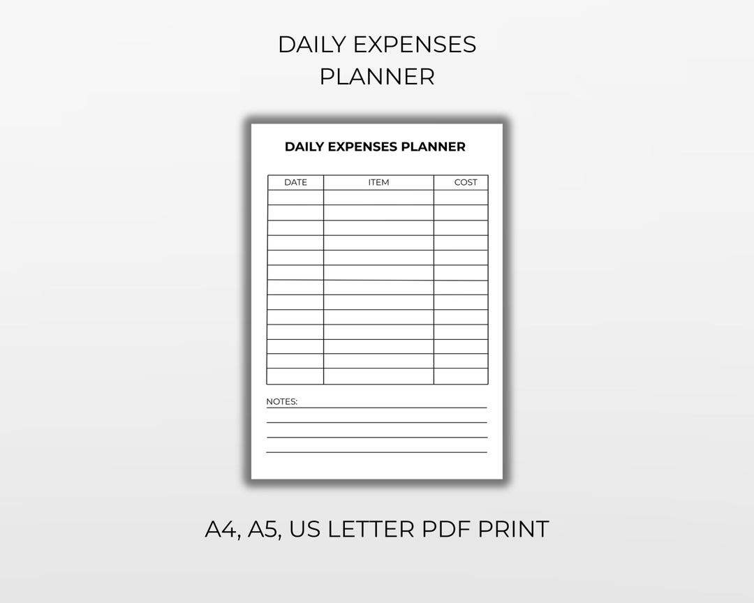 Daily Expenses Tracker Printable - Etsy