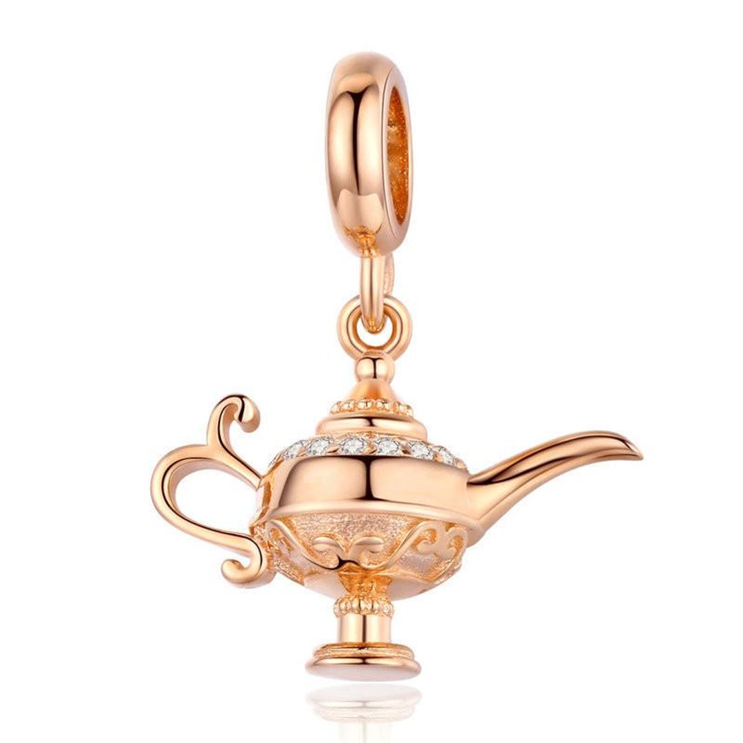 925 Sterling Silver Genie Wish Magic Lamp Cz Pendant Charm for ...
