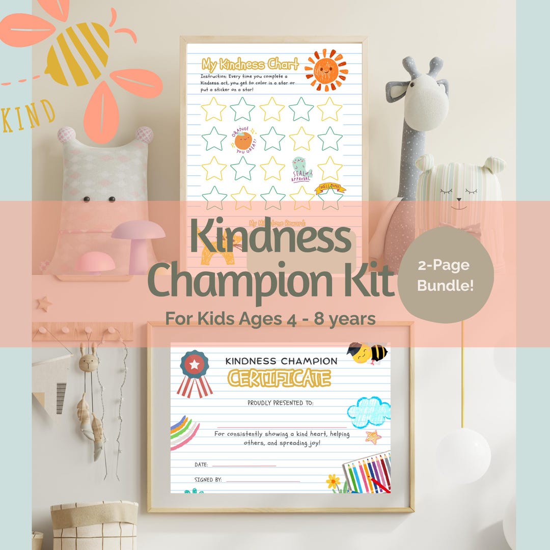 Printable Reward Chart for Kids | Kindness Award Certificate Toddler ...