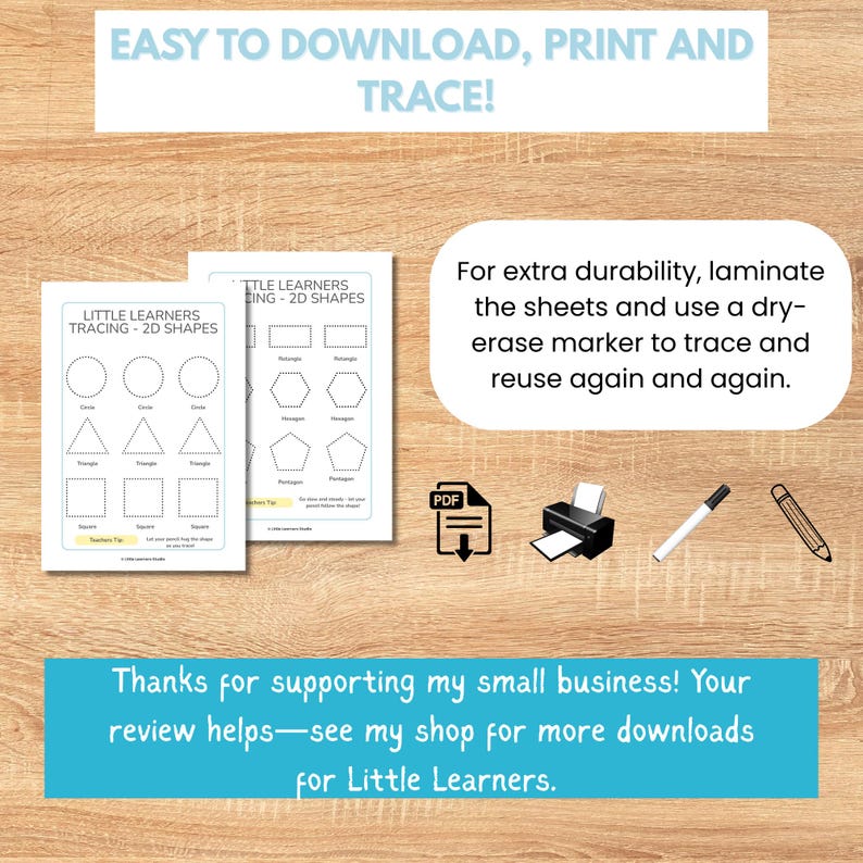 2D Shape Tracing Worksheets – 2 Printable Pages – Early Years ...