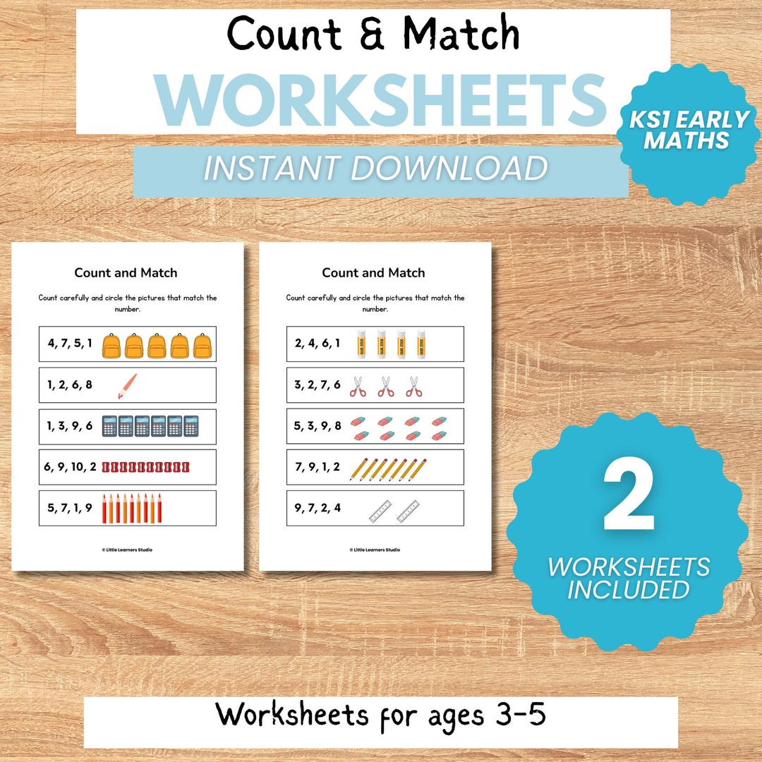 Count and Matching Worksheets – 2 Printable Pages – Early Years ...