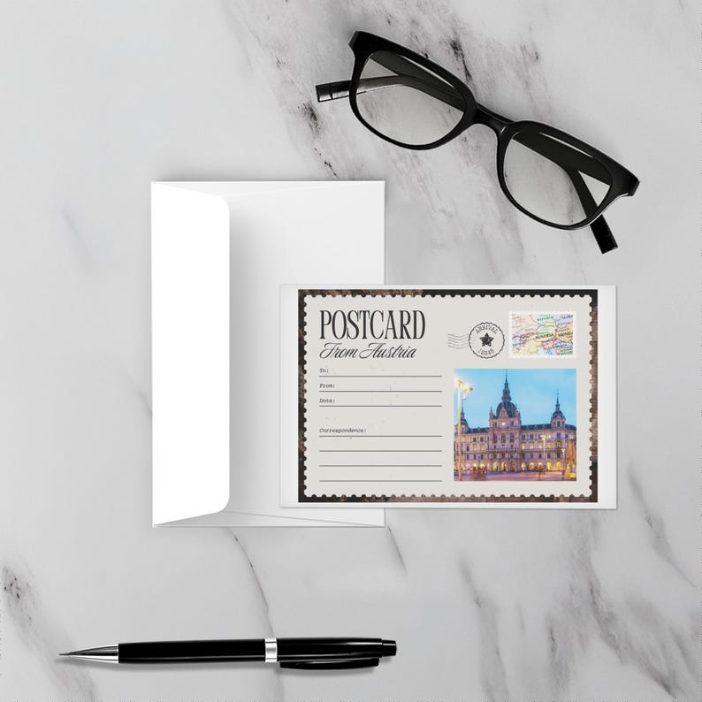 Postcard From Austria: Graz City Hall Landmark Print, Correspondence ...