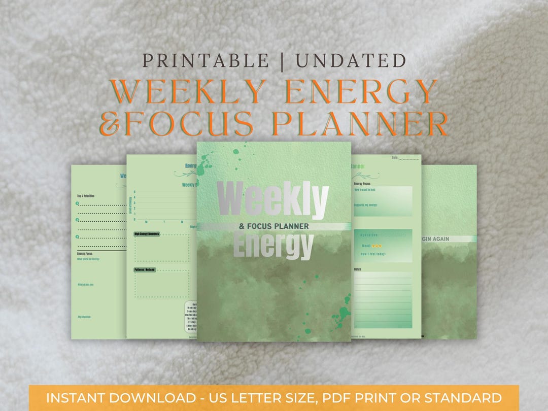 Weekly Energy & Focus Planner - Etsy