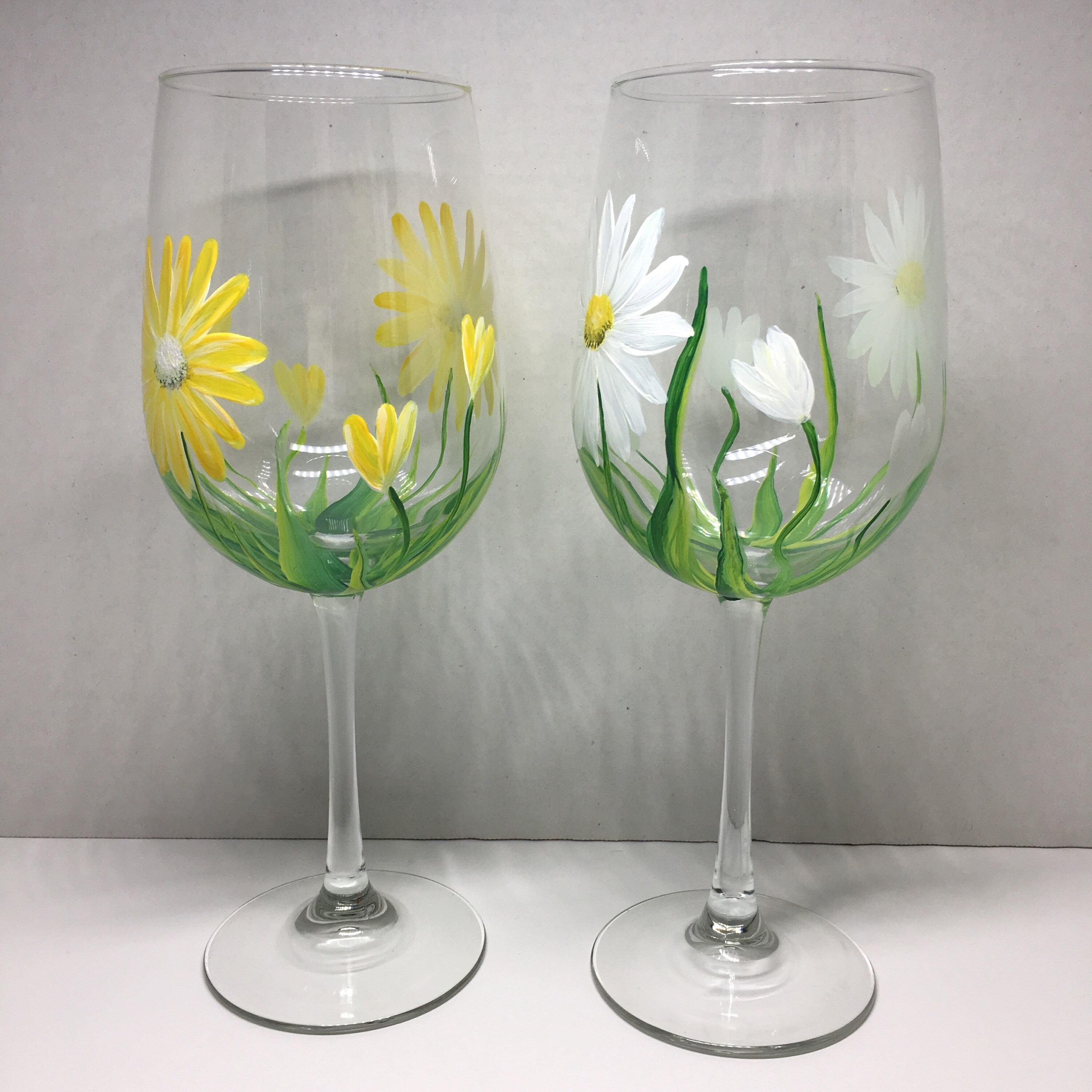 Pretty Spring Flowers Hand Painted Wine Glasses - Etsy