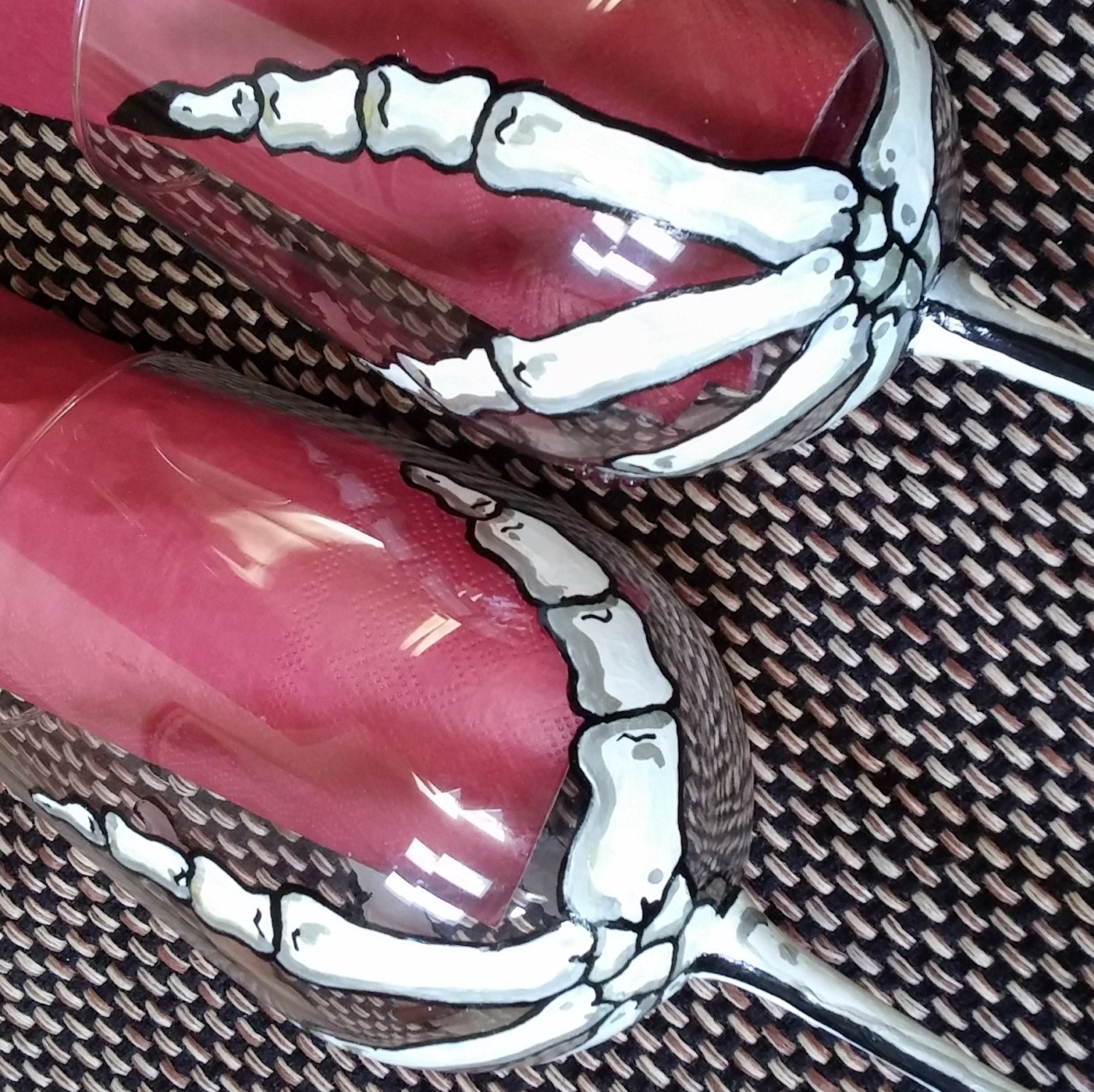 Skeleton Hand His and Hers Toasting Wine Glasses. | Etsy