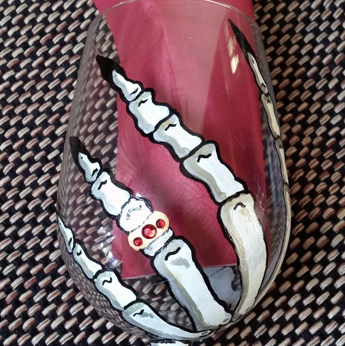 Skeleton Hand His and Hers Toasting Wine Glasses. | Etsy