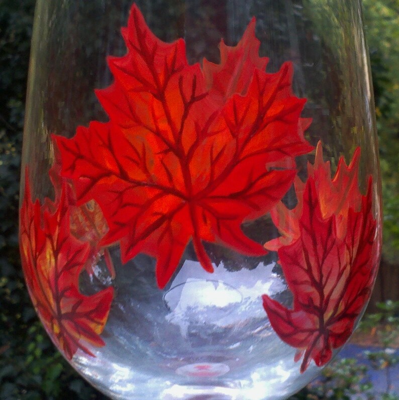 Fall Leaves Hand Painted Wine Glasses. - Etsy