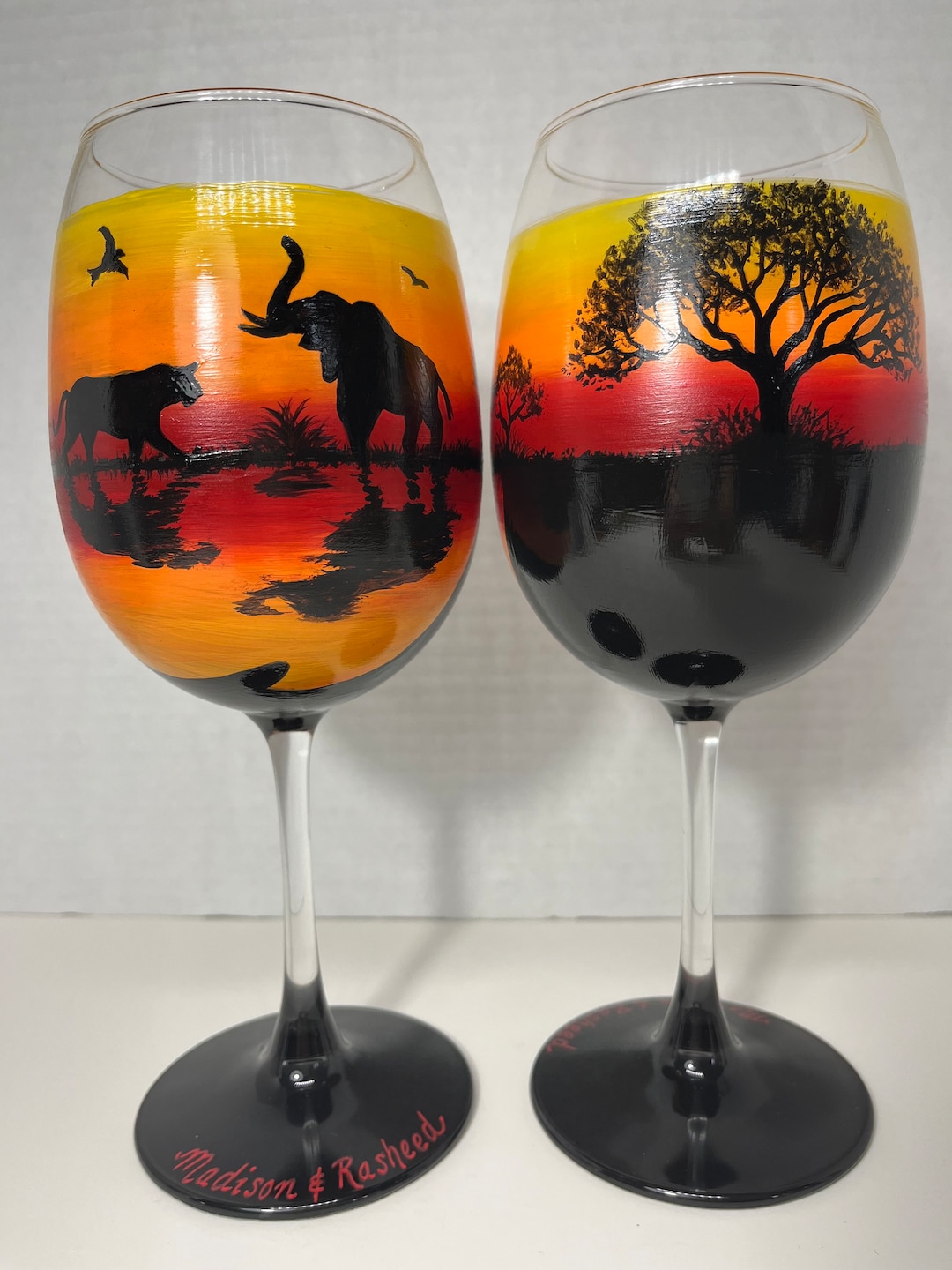 Out of Africa Hand Painted Wine Glasses - Etsy