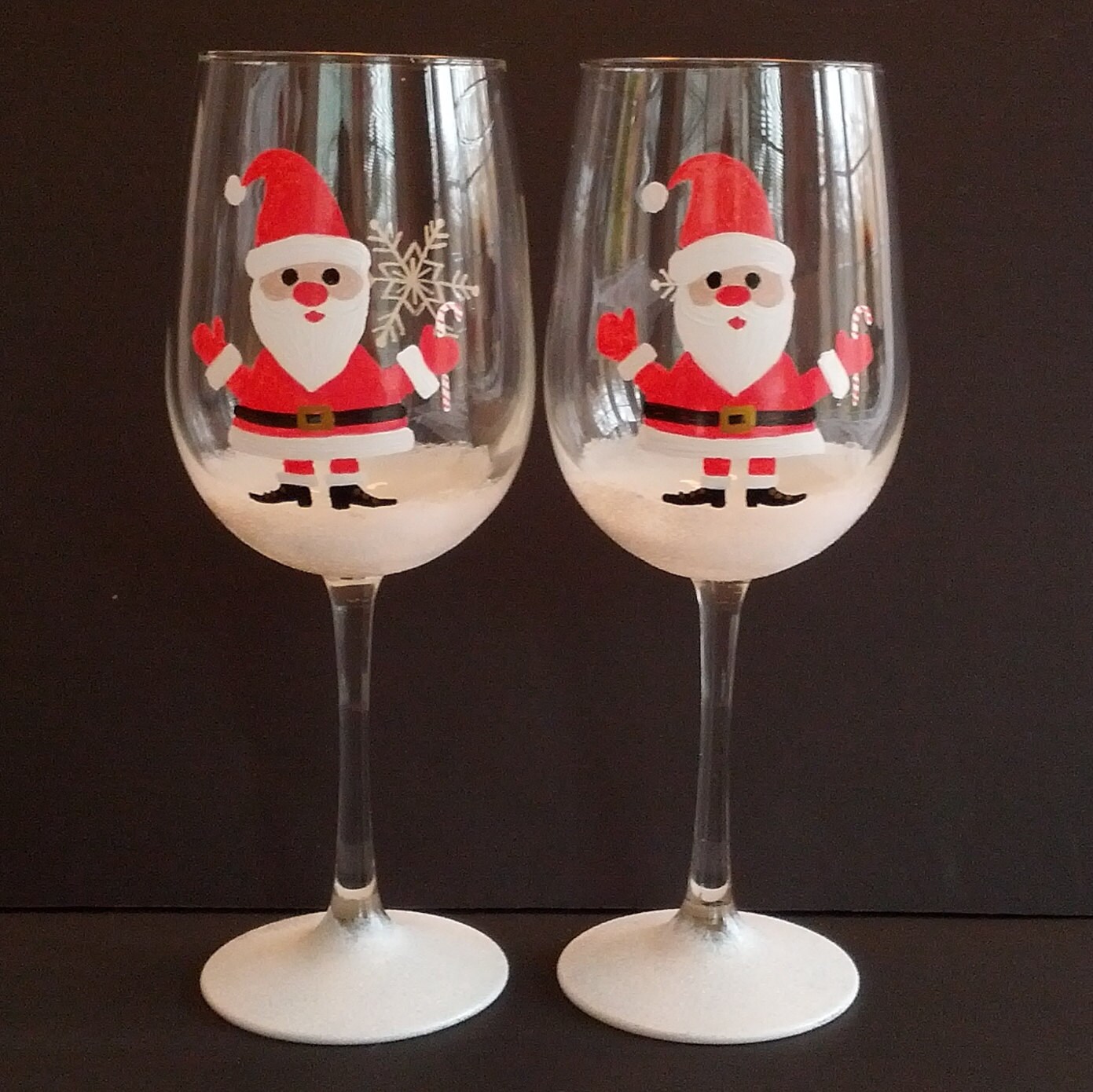 Santa Hand Painted Wine Glasses - Etsy