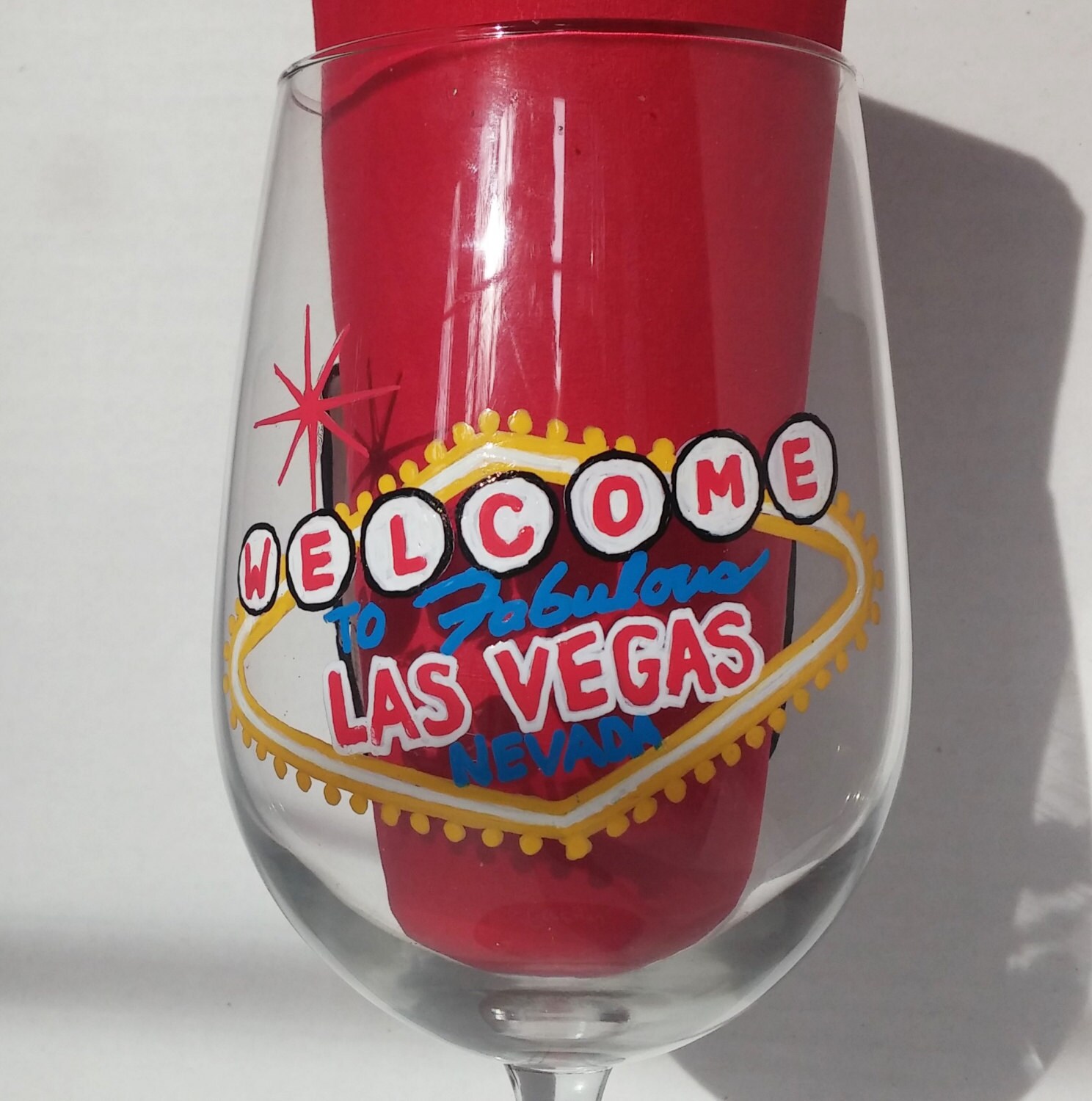 Las Vegas Hand Painted Wine Glass. | Etsy
