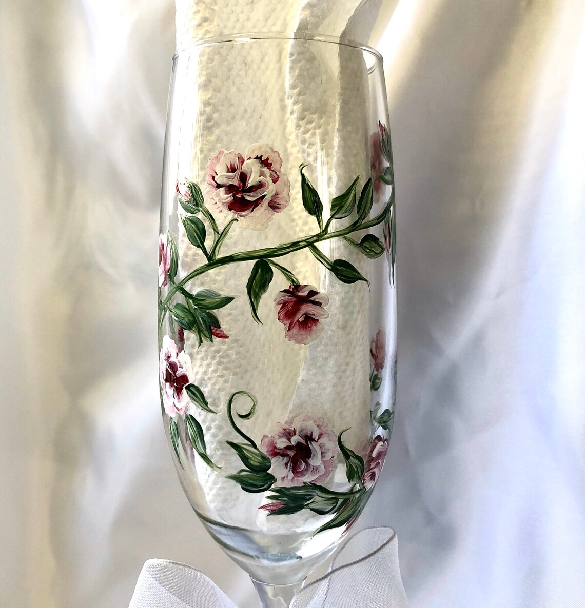 Spring Wedding Pink Roses Hand Painted Champagne Flutes - Etsy