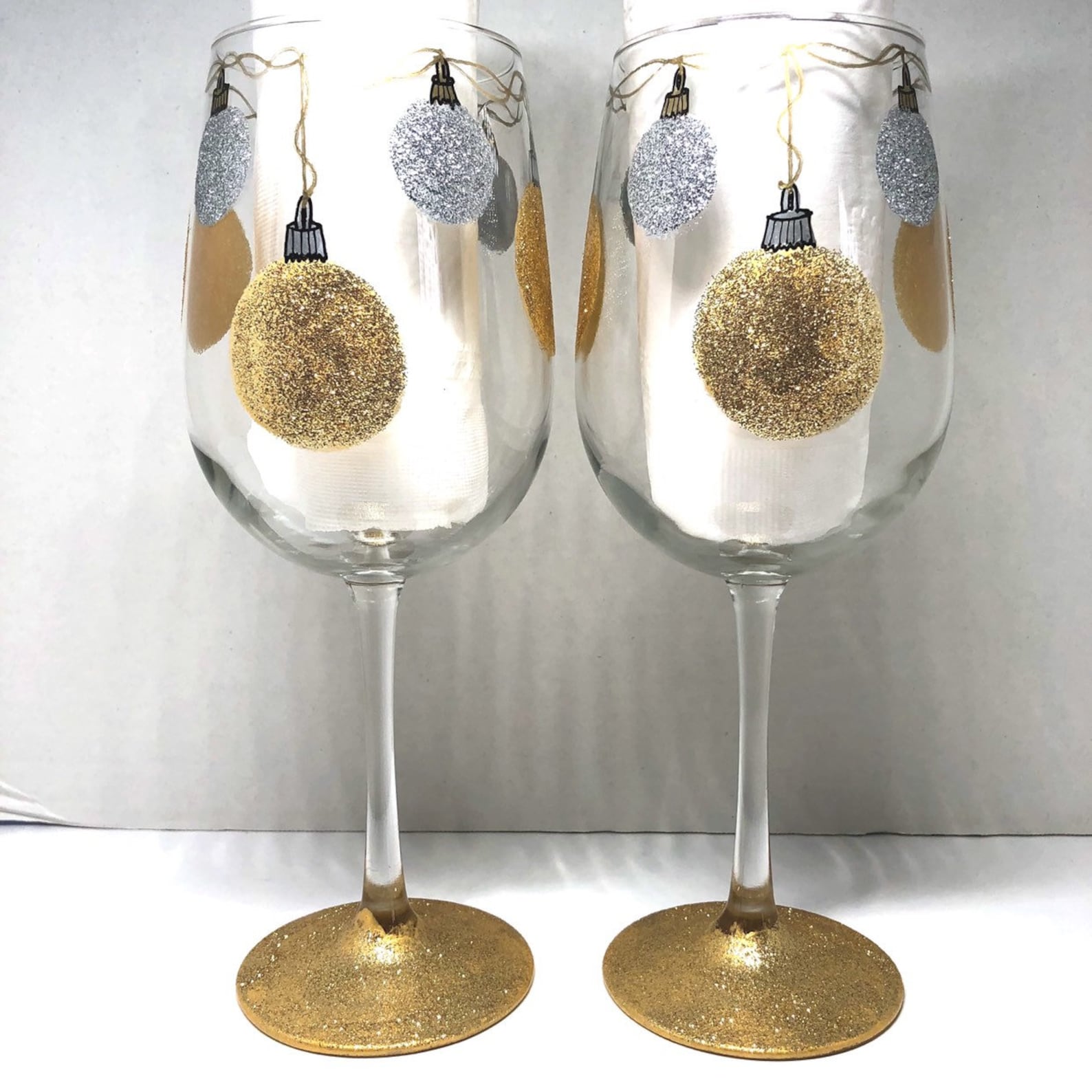 Christmas Hand Painted Wine Glasses - Etsy