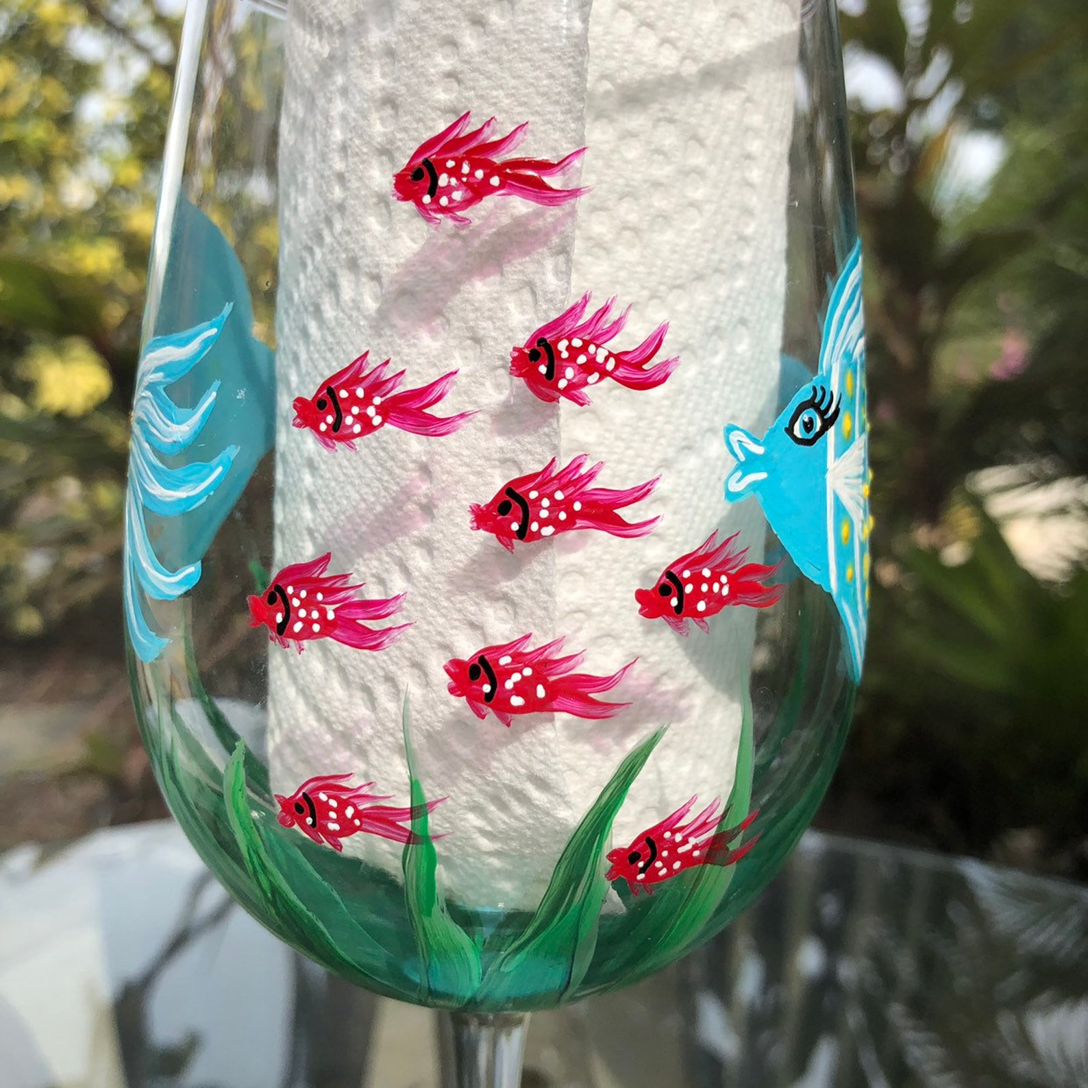 Fish Hand Painted Wine Glasses. - Etsy