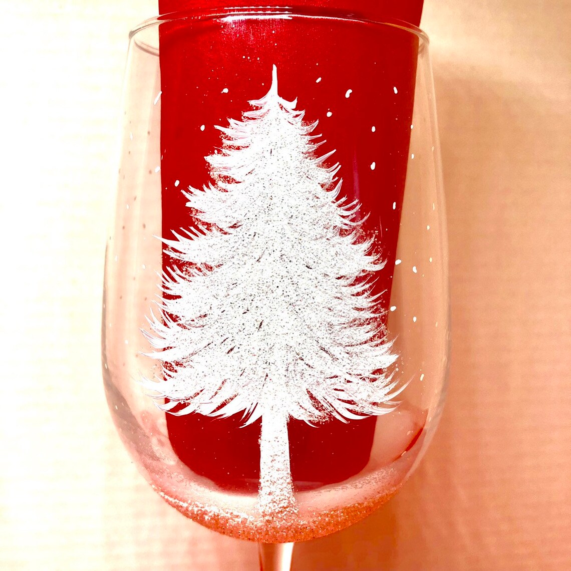 Christmas Tree Hand Painted Wine Glass - Etsy