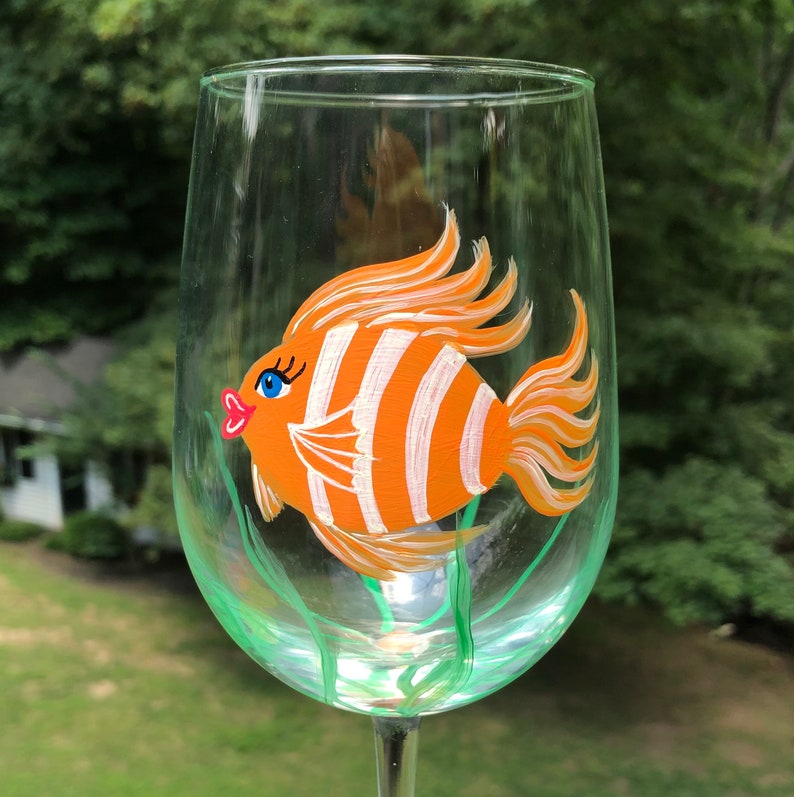 Girly Fish Hand Painted Wine Glasses. - Etsy