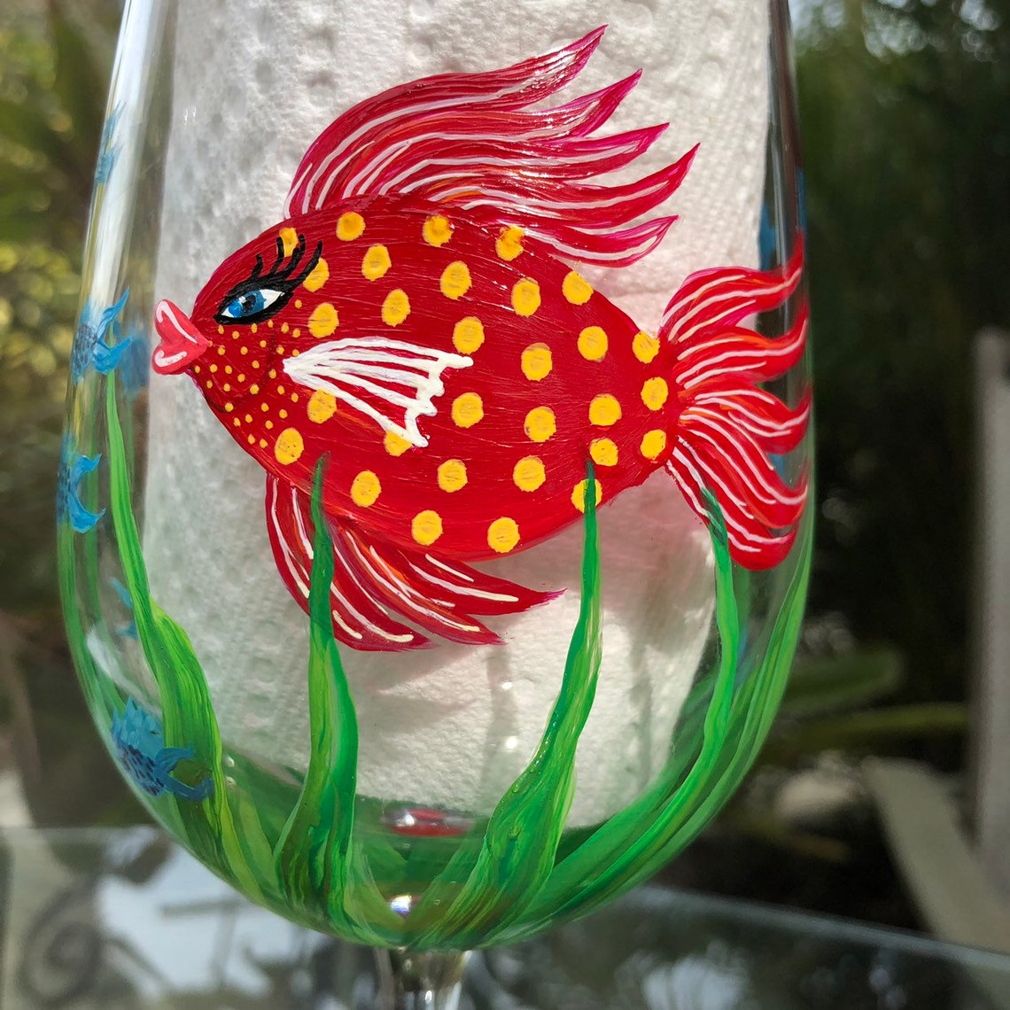Fish Hand Painted Wine Glasses. - Etsy