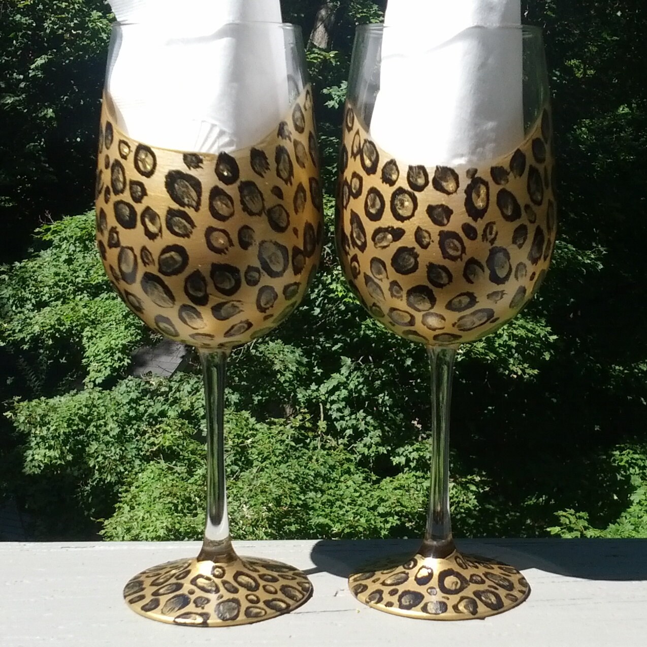 Leopard Hand Painted Wine Glasses - Etsy