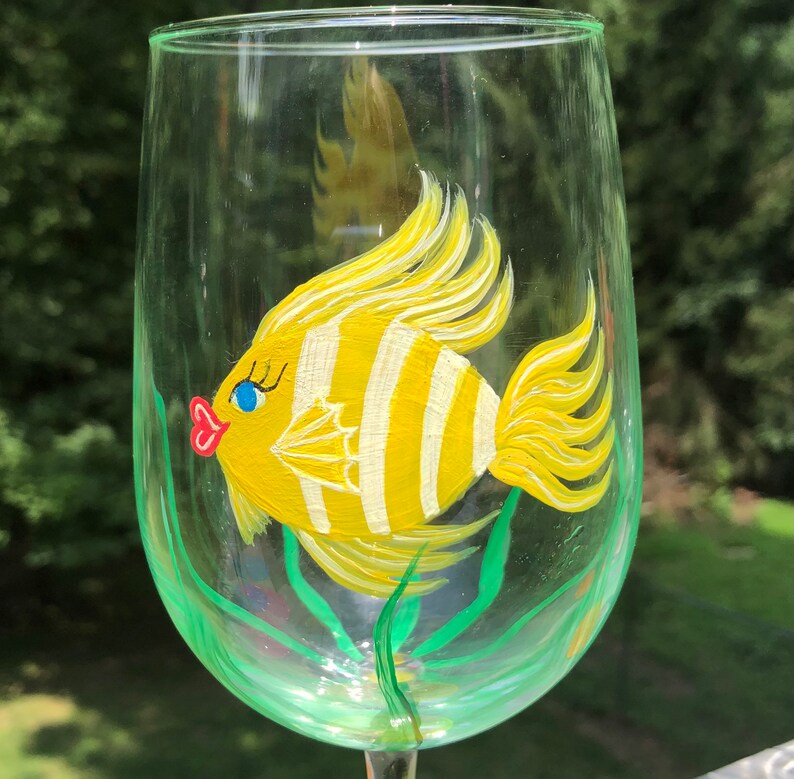 Girly Fish Hand Painted Wine Glasses. - Etsy