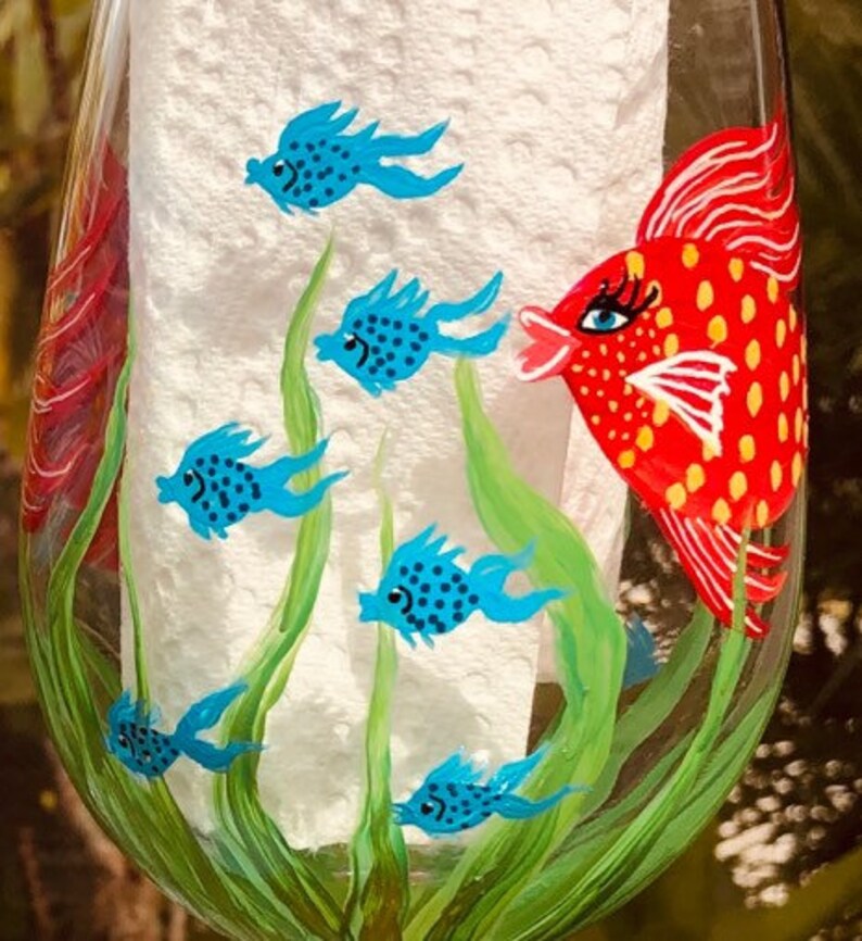 Fish Hand Painted Wine Glasses. - Etsy