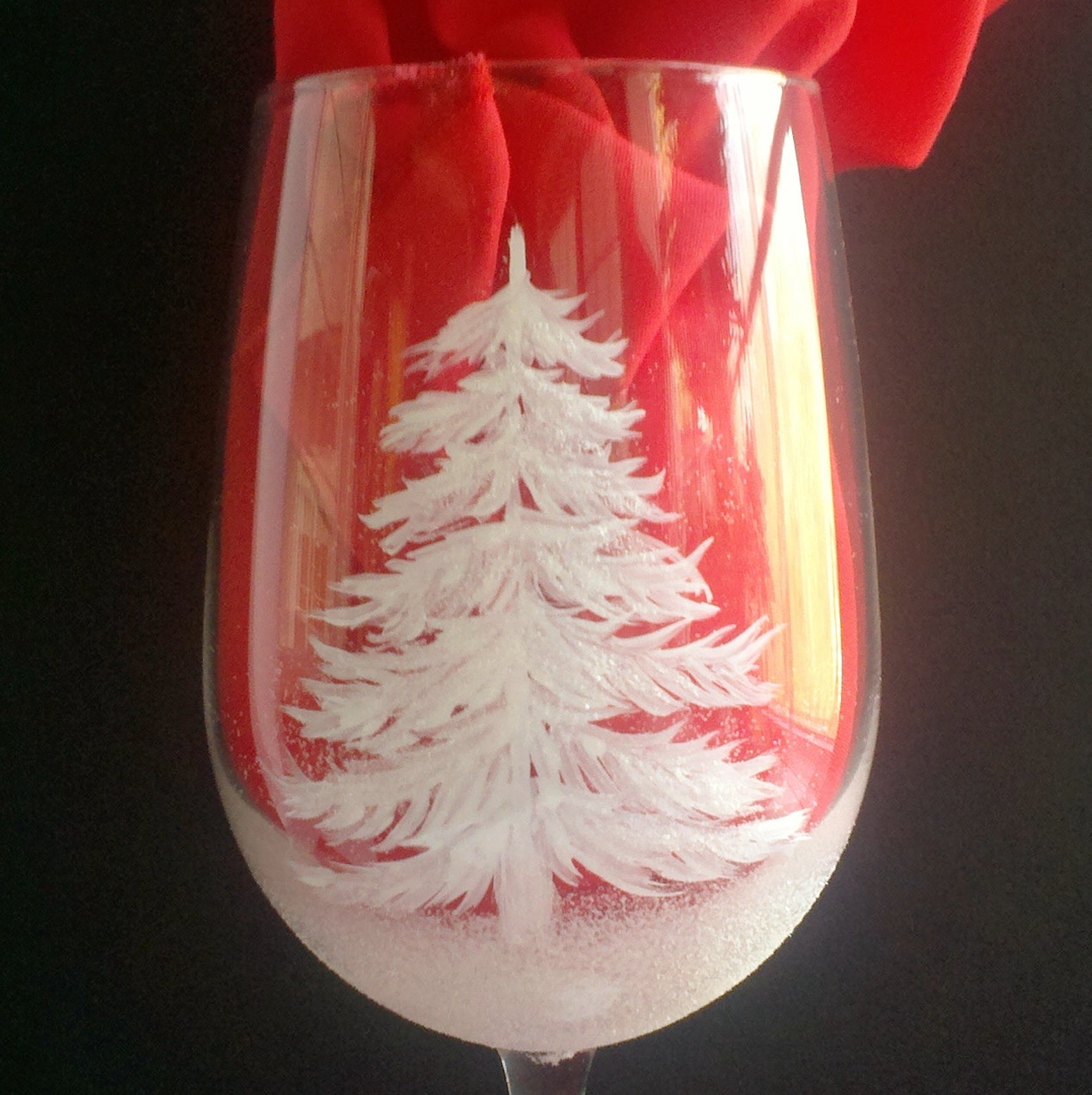Christmas Tree Hand Painted Wine Glass - Etsy