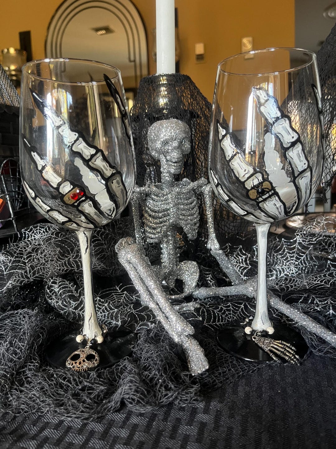 Skeleton Hand His and Hers Toasting Wine Glasses. - Etsy