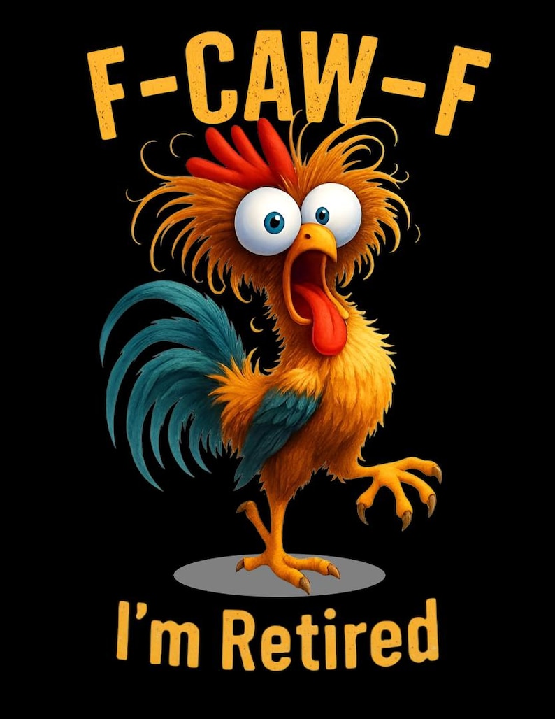 F-CAW-F Funny Rooster Illustration Featuring a Shocked Cartoon Chicken ...
