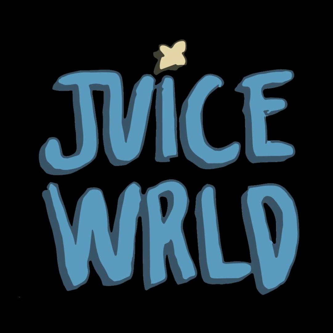 Juice WRLD Typography Art Sticker | Minimal Blue Lettering Design | Hip ...